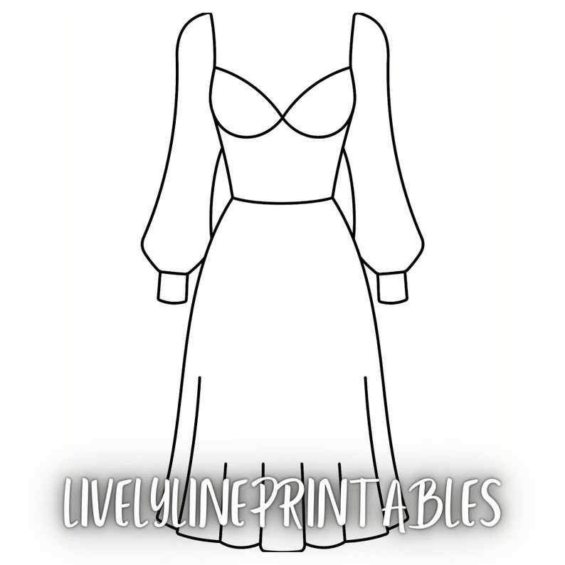 Printable Dress Templates: Fashion Design Sketchbook (56 Pages ...