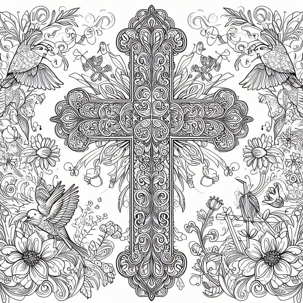 Divine Designs: A Collection of 20 Exquisite Cross Coloring Pages ...