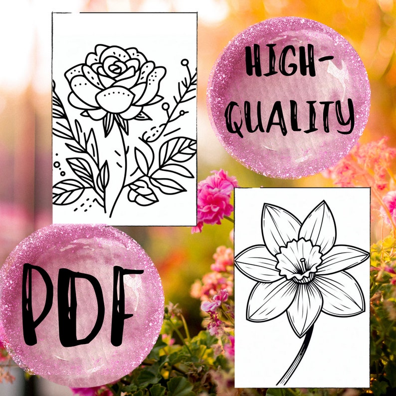 Variety of Flowers Printable Coloring Pages - Collection of 30 Flower ...