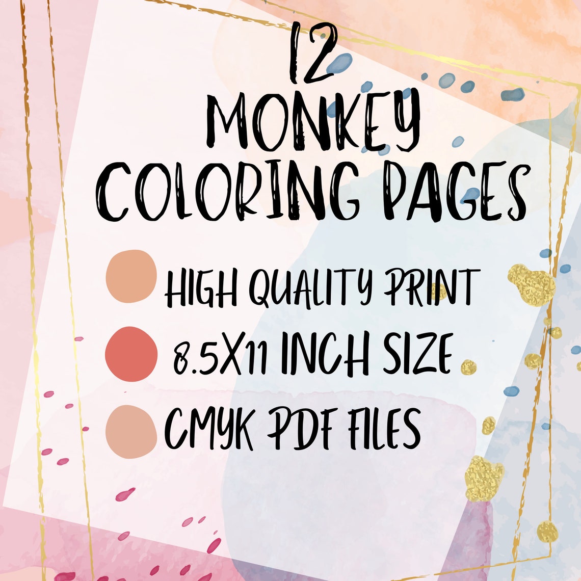 Monkey Kids Coloring Page Printables Collection of 12 Cute Monkeys - Etsy