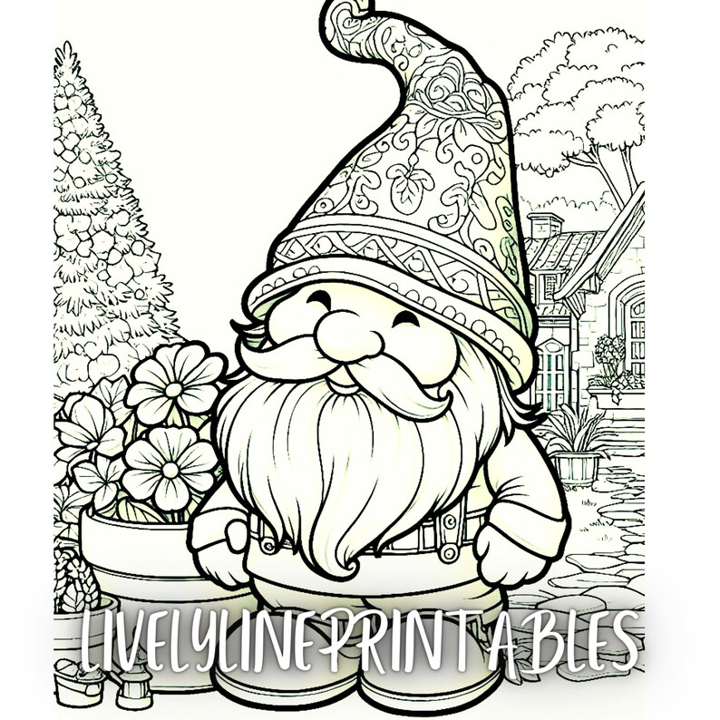 Gnome Printable Coloring Pages Set of 32 Magical and Whimsical Digital ...