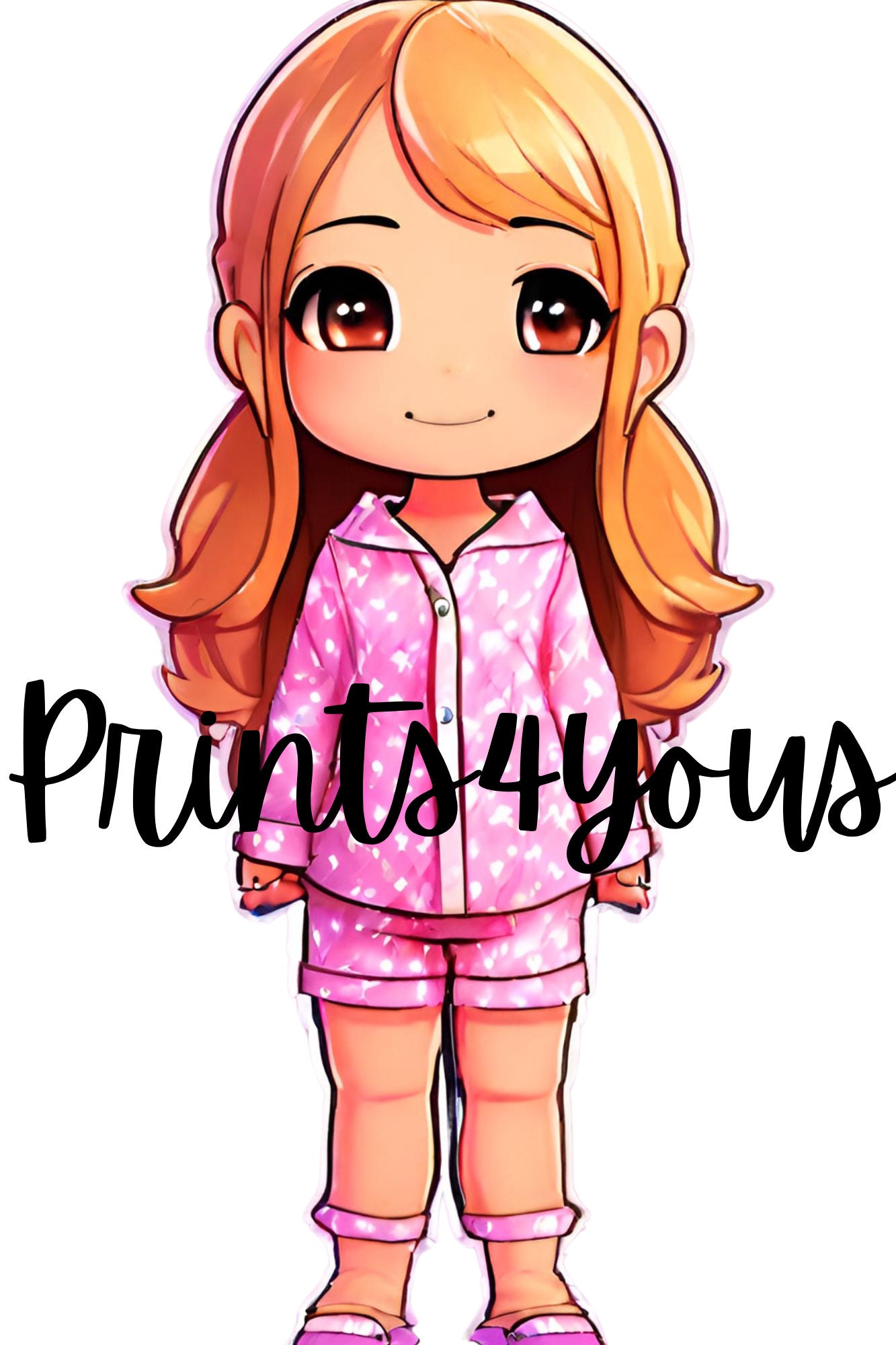 Cute Pajama Chibi Girl Dolls - 6 Unique Designs, Downloadable Image ...