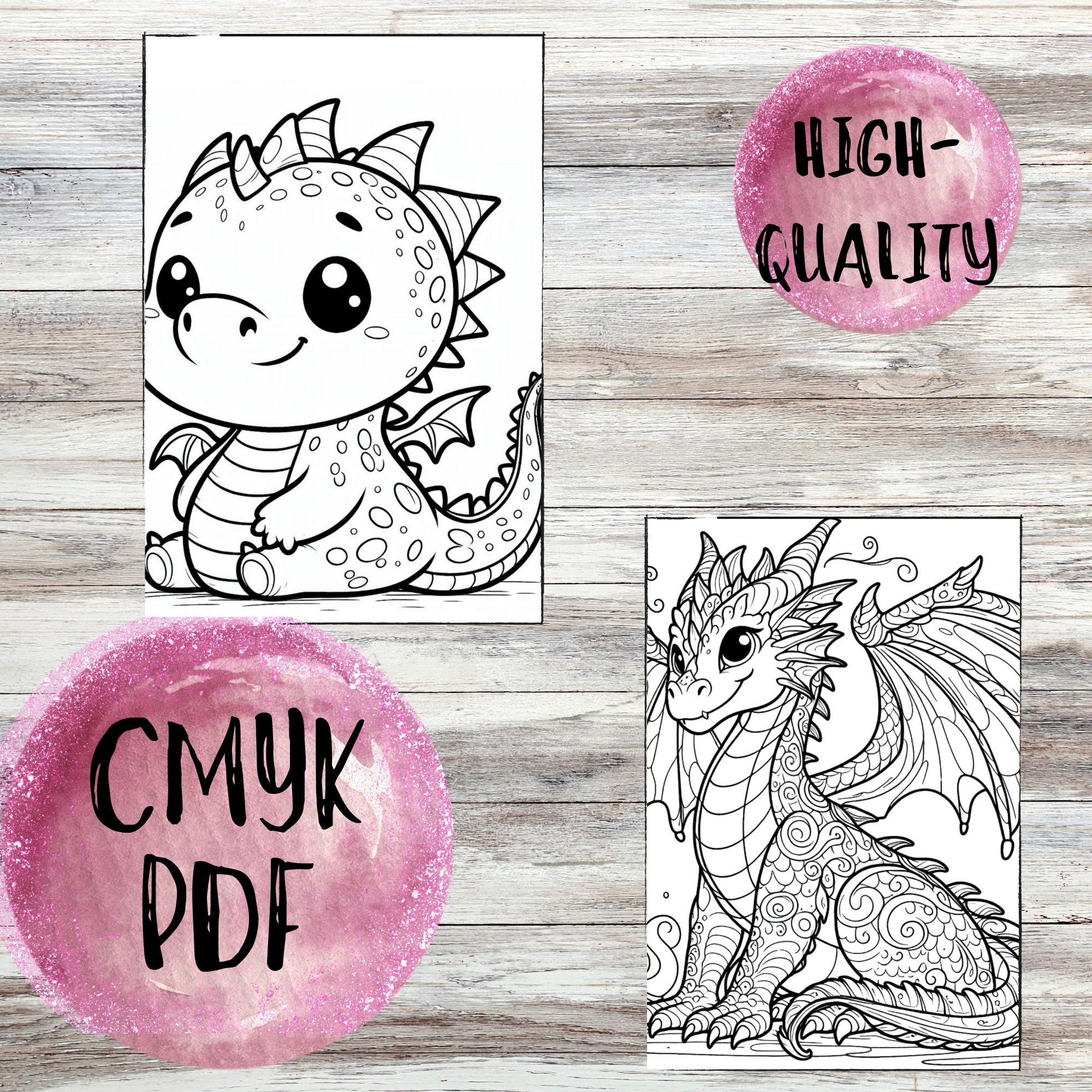 Dragon Printable Kids Coloring Pages - Collection of 14 Adorable Dragon ...