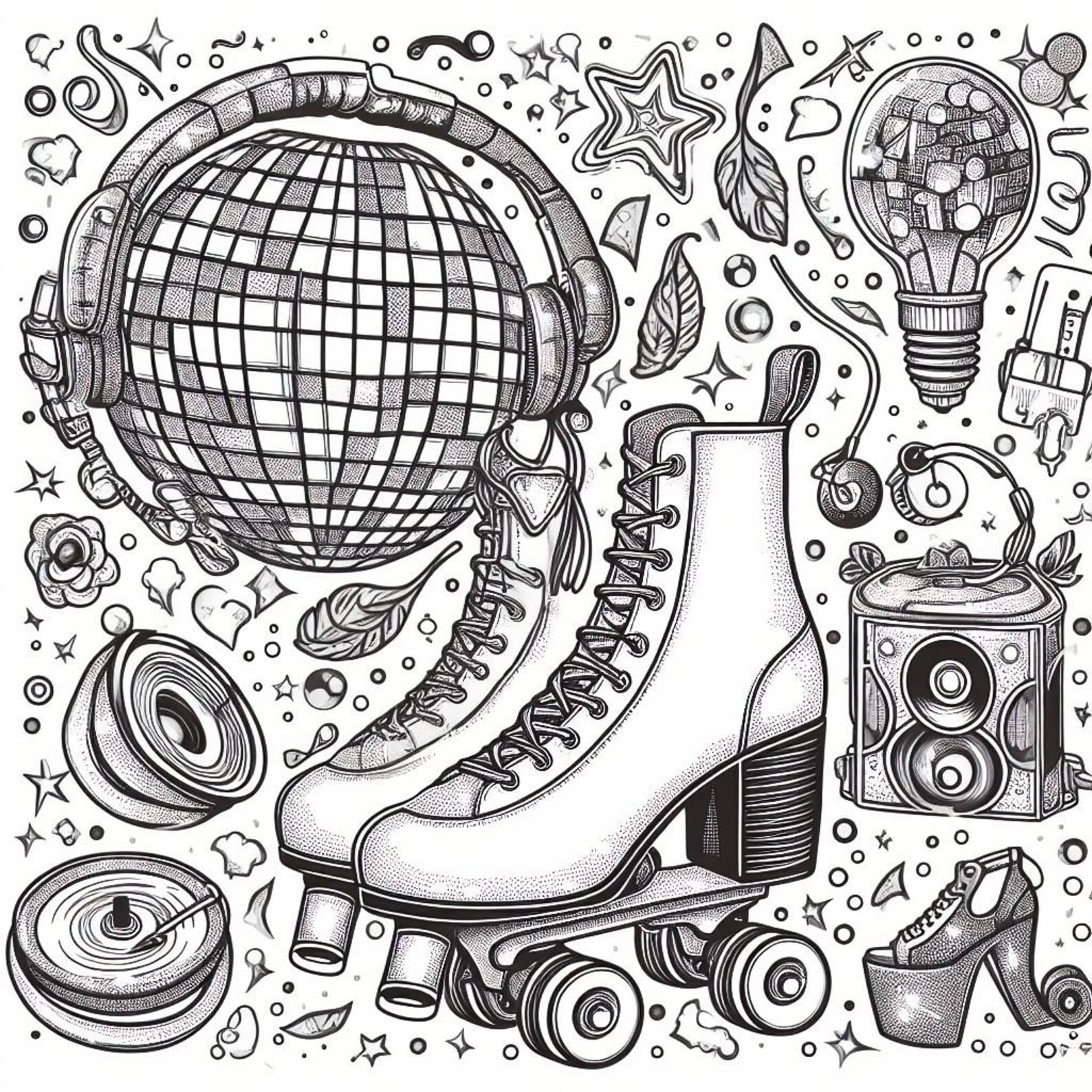 Groovy Disco Delights: 30 Retro Coloring Sheets for Fun and - Etsy