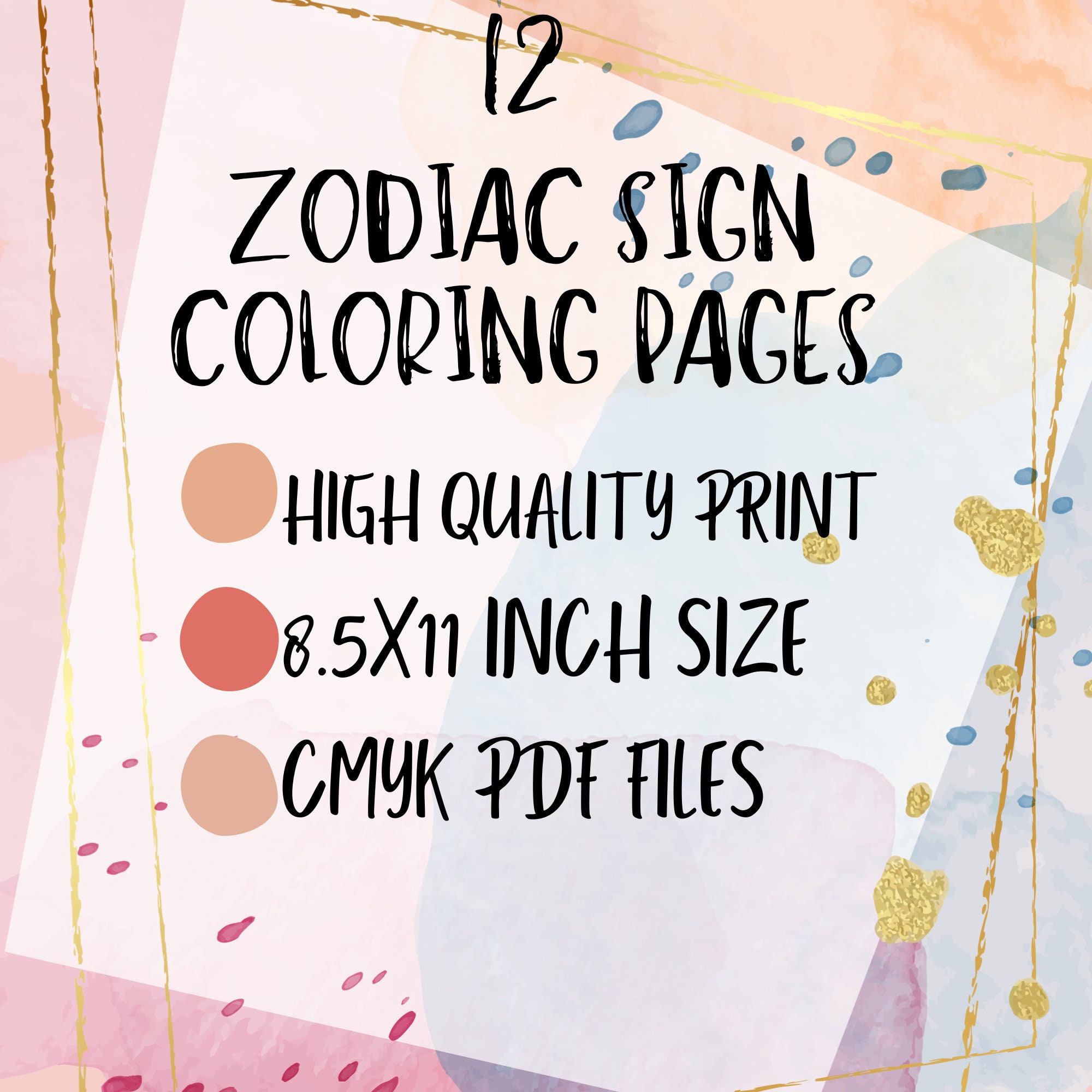 Zodiac Wonders: Printable Coloring Pages Collection of 12 Zodiac Signs ...