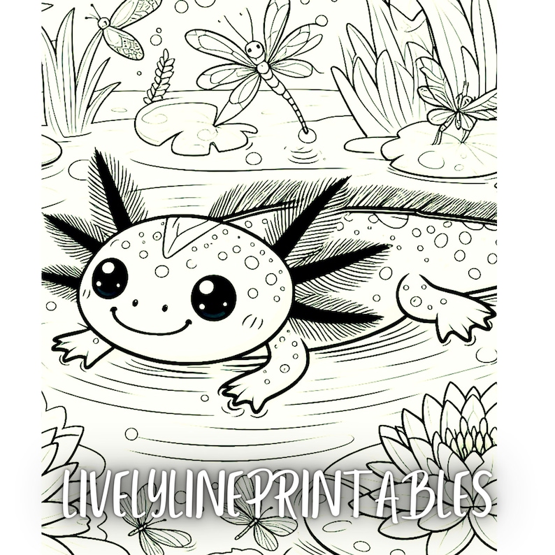 Axolotl Printable Coloring Pages Collection of 8 Adorable Axolotls ...