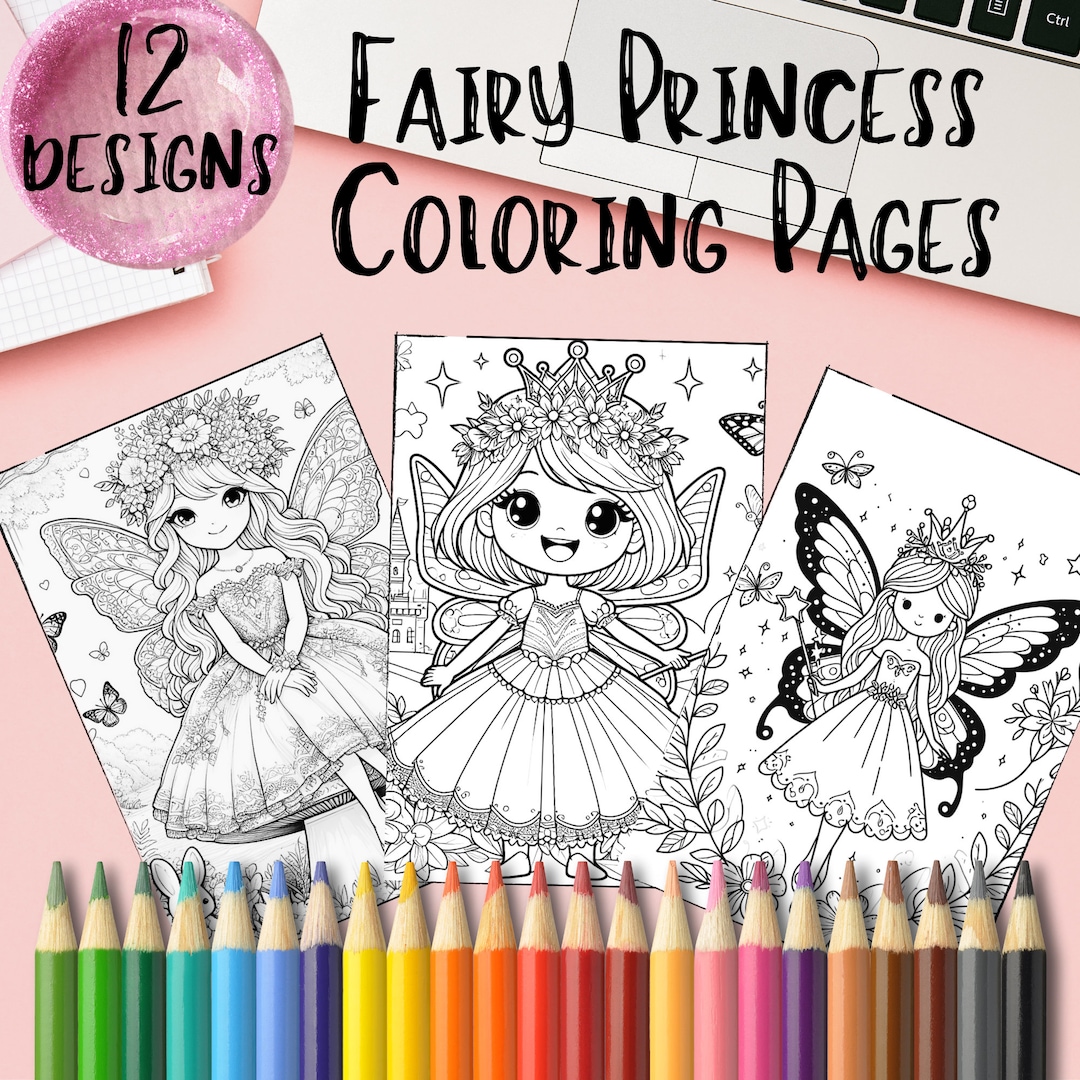 Fairy Princess Printable Kids Coloring Pages - Collection of 12 ...