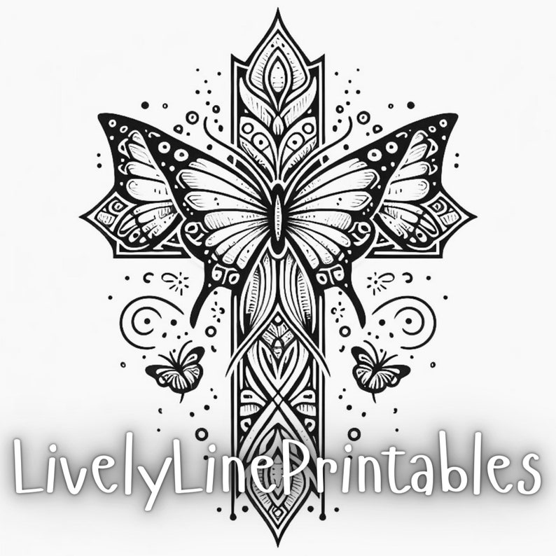 Religious Crosses Printable Coloring Pages Collection of 15 Butterfly ...