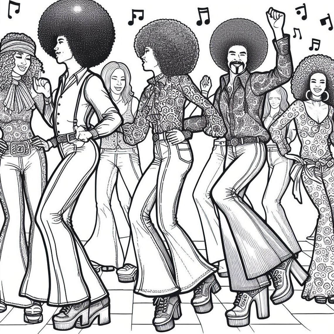 Groovy Disco Delights: 30 Retro Coloring Sheets for Fun and - Etsy