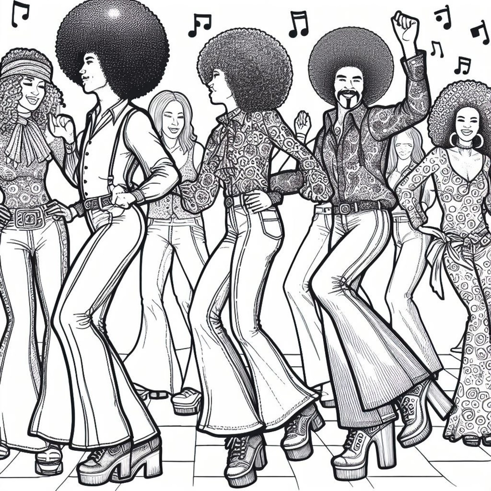 Groovy Disco Delights: 30 Retro Coloring Sheets for Fun and - Etsy