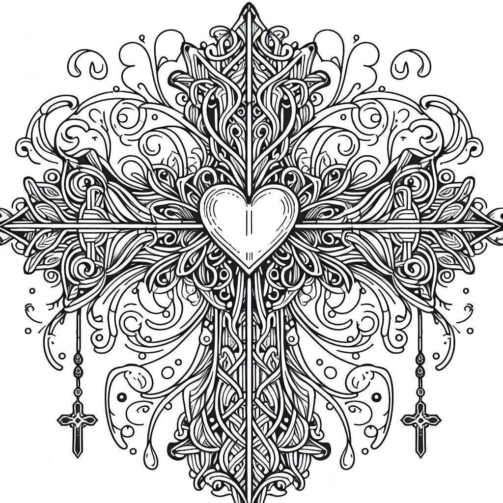 Divine Designs: A Collection of 20 Exquisite Cross Coloring Pages ...