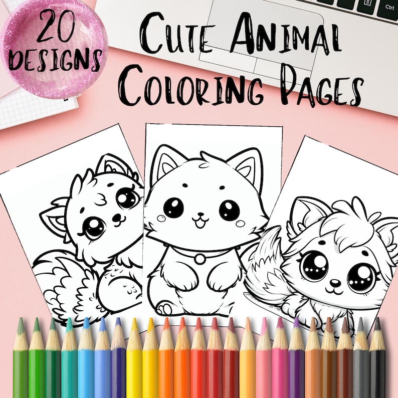 Furry Animal Kids Printable Coloring Pages Collection of 20 Designs - Etsy