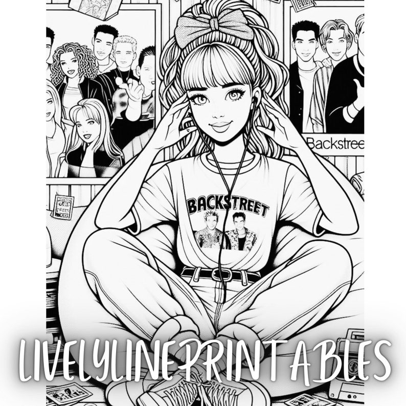 90s Girl Printable Coloring Pages Collection of 12 Retro-inspired ...