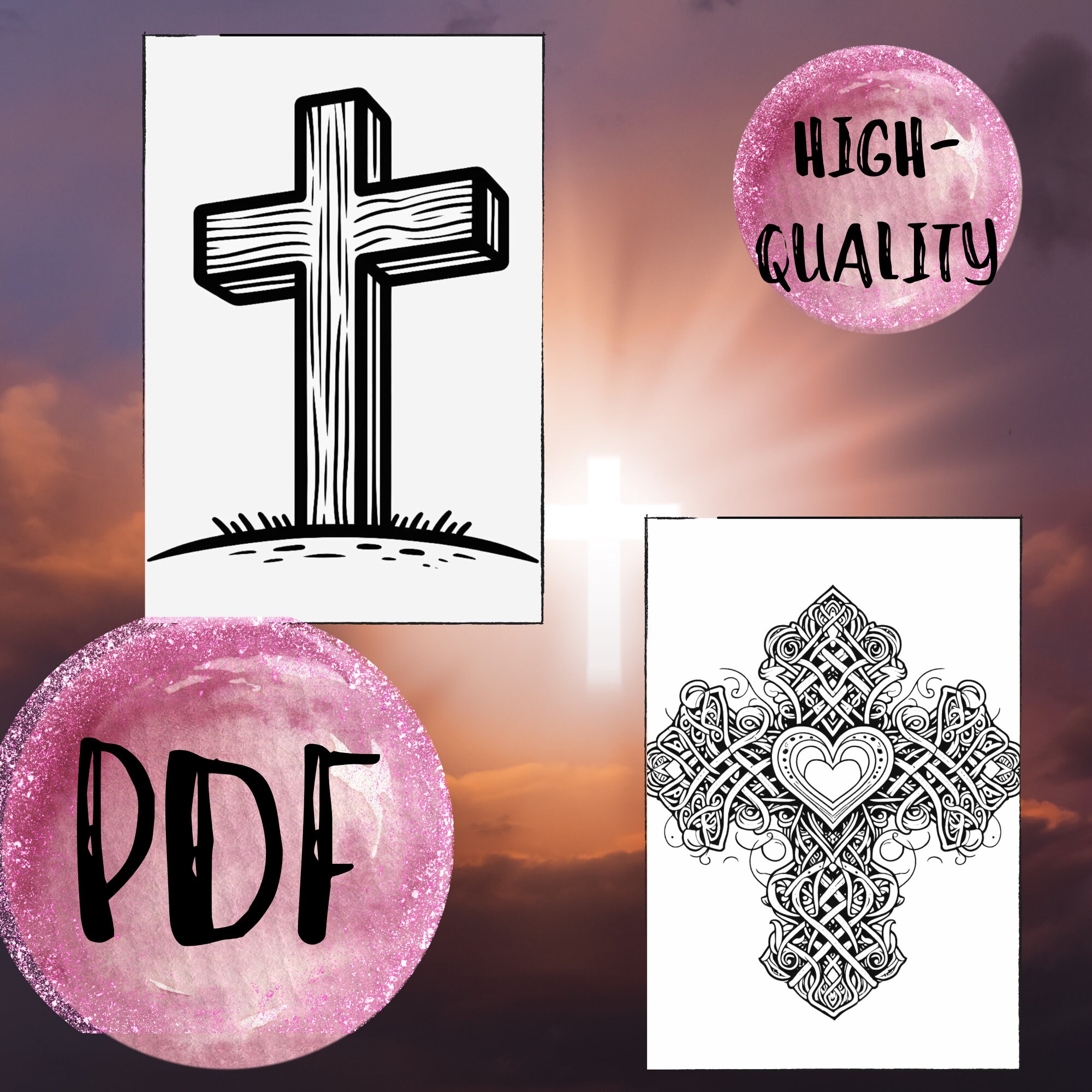 Sacred Crosses: Printable Coloring Pages Collection 20 Designs Instant ...
