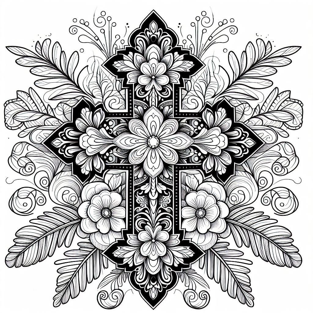 Divine Designs: A Collection of 20 Exquisite Cross Coloring Pages ...