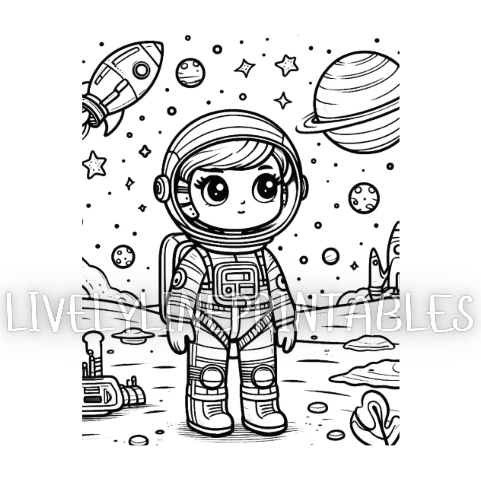 Astronaut Kids Coloring Page Printables Collection of 8 Space Adventure ...