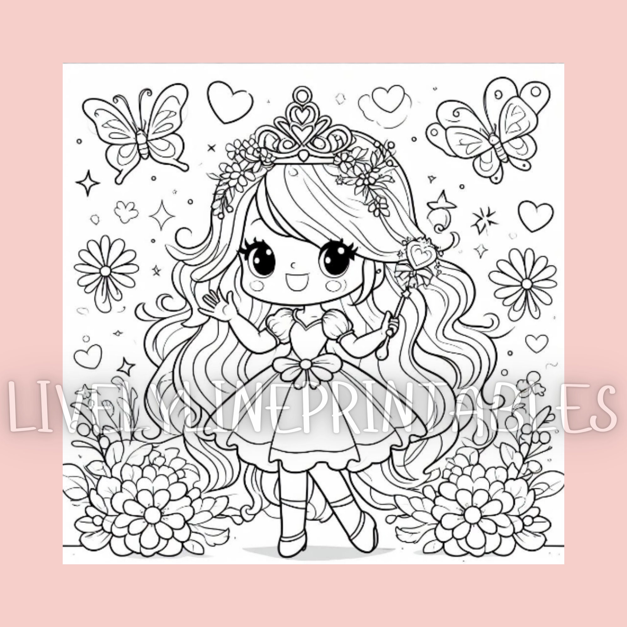 Enchanted Princesses: Printable Kids Coloring Pages Collection (20 ...