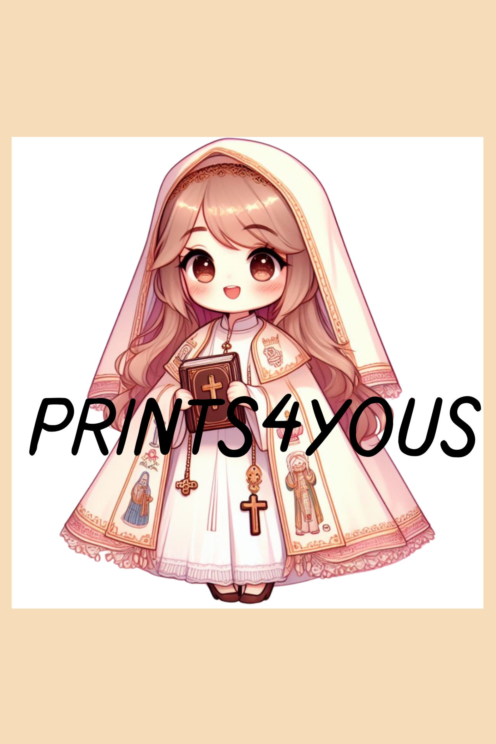 Religious Girl Chibi Doll Digital Download: Sublimation, Junk Journal ...