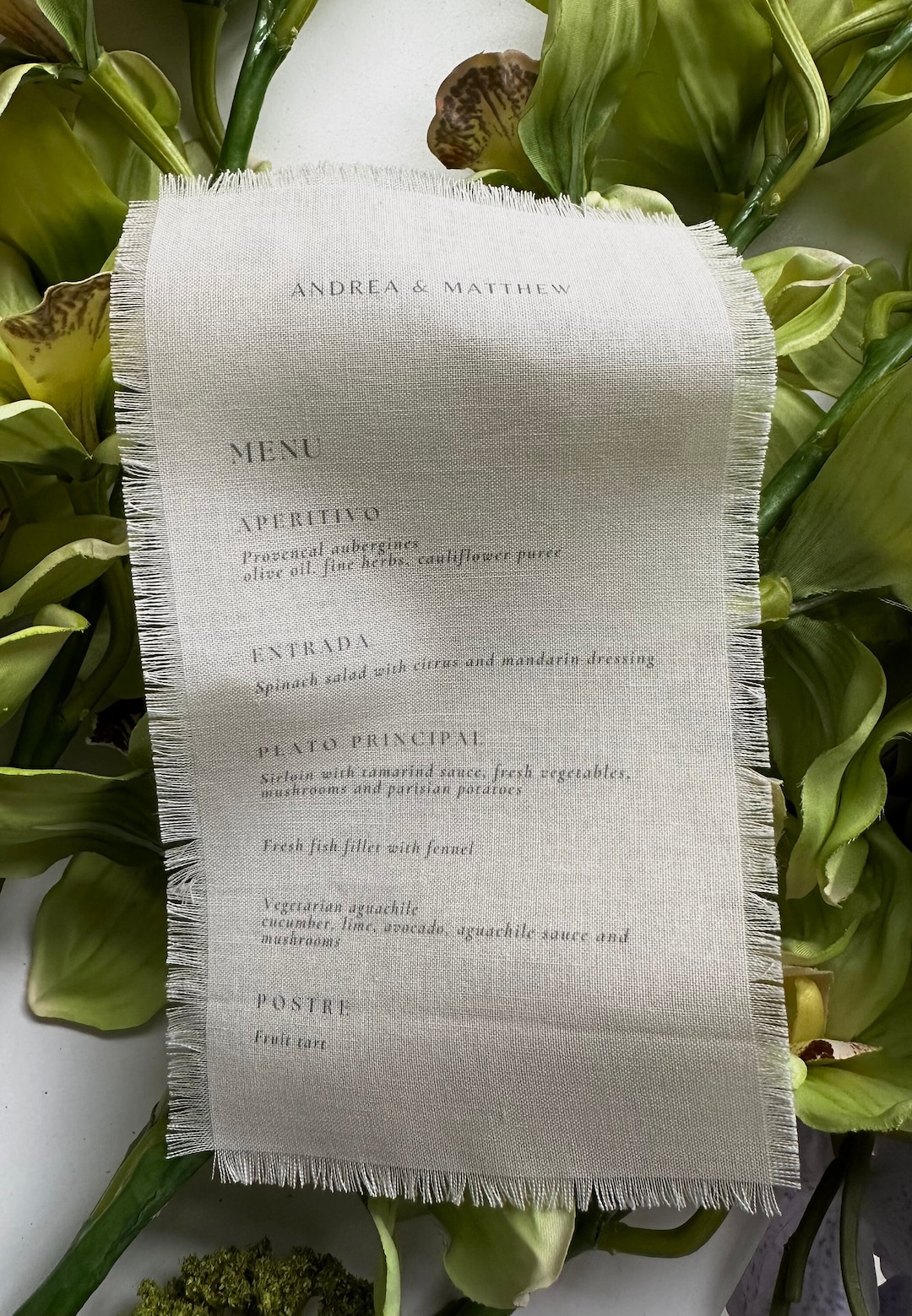 Fabric Menu, Wedding Fabric Menu, Modern Menu, Menus Printed on Cotton ...