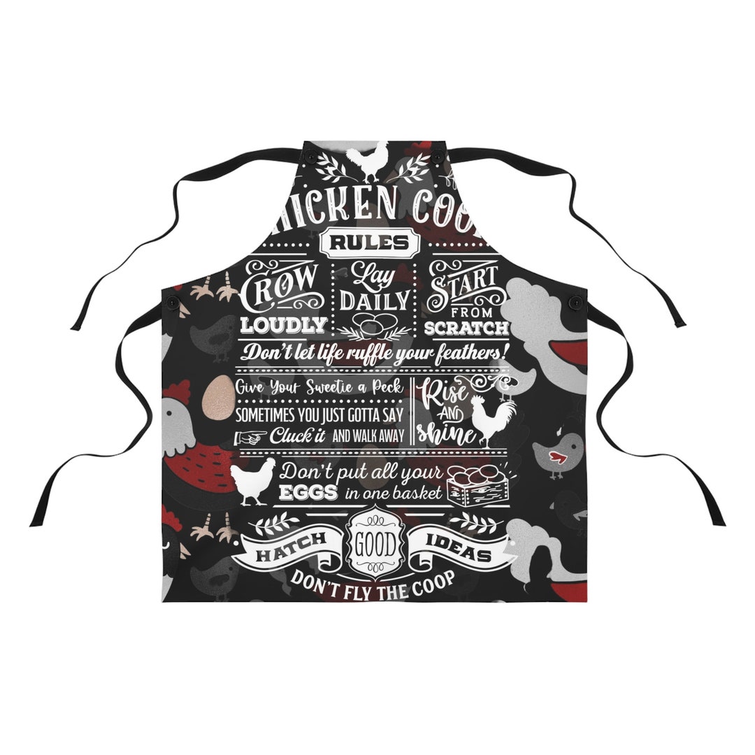 Farmhouse Apron: Chicken Coop Rules, Daily Eggs - Red, White, Black ...
