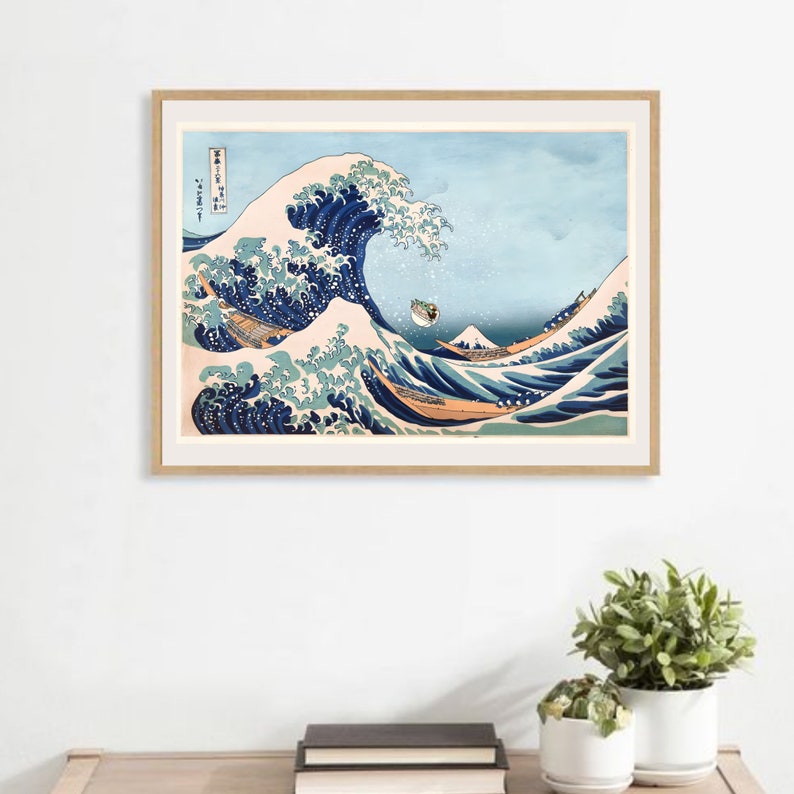 The Great Wave Poster, Baby Yoda Poster, Great Wave Poster, Funny Baby ...