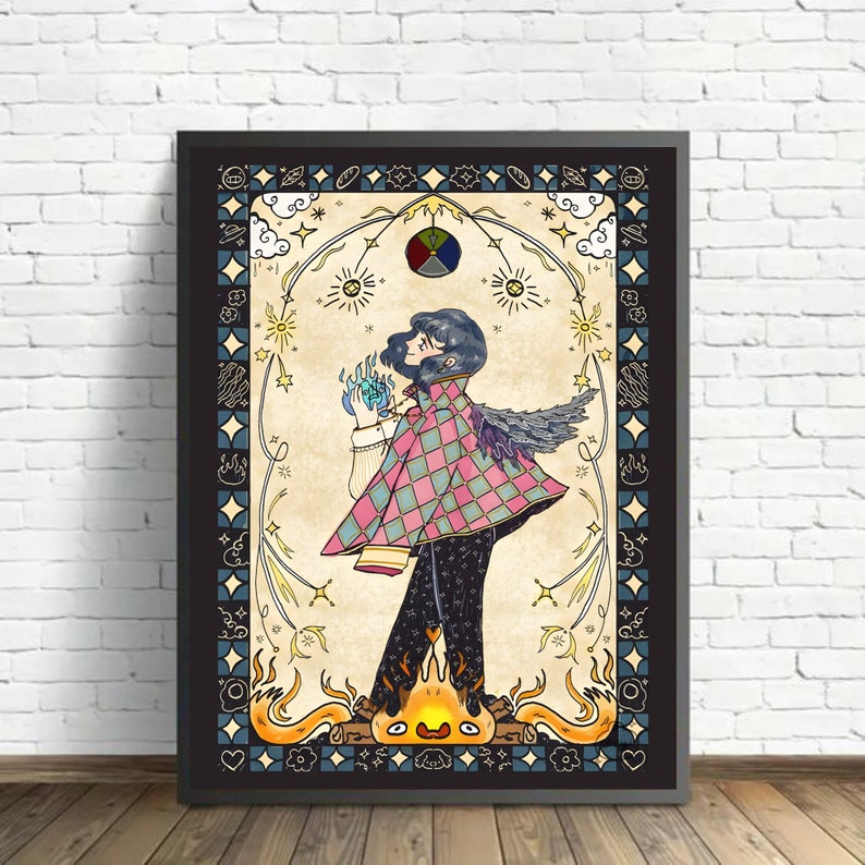 Howl's Moving Castle Poster, Howl's Moving Castle Wall Art, Calcifer ...
