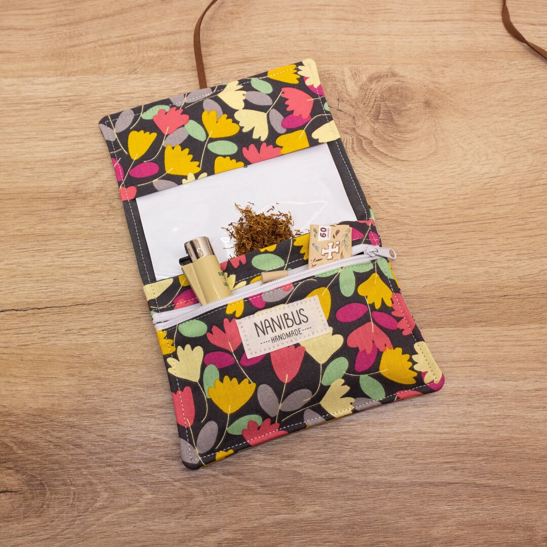 Floral Tobacco Pouch. Tulips Flowers. Canvas Tobacco Pouch. Rolling ...
