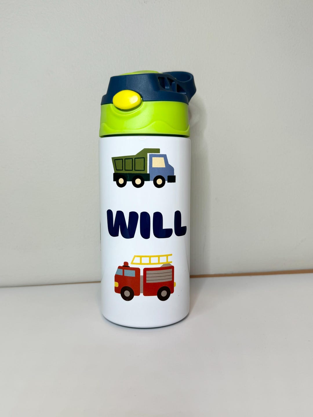 Trucks Water Bottle, Construction Kid's Water Bottle, Construction ...