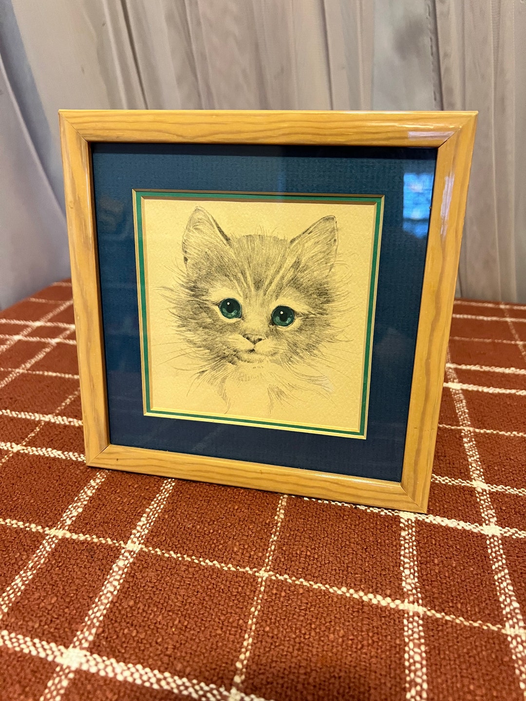 Vintage Framed Cat Print - Etsy