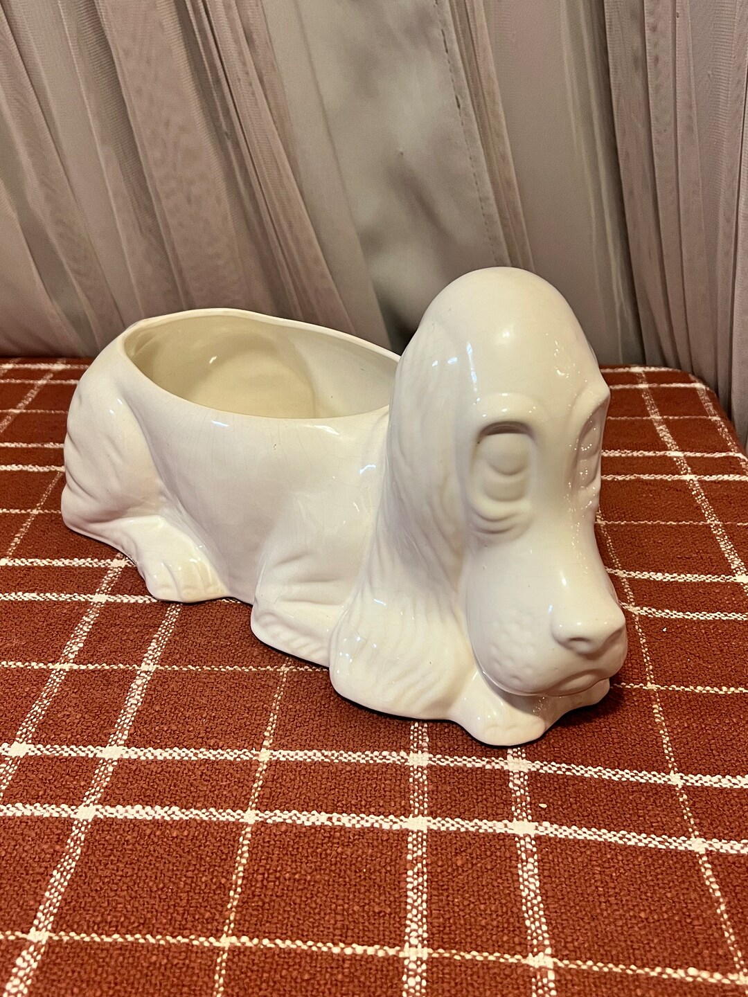 Large Vintage Sad Dog Planter - Etsy