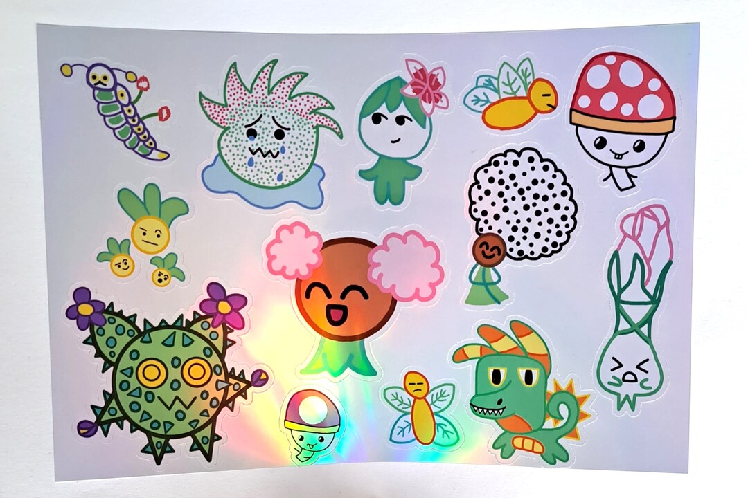 Holographic Grass Creatures Sticker Sheet - Etsy