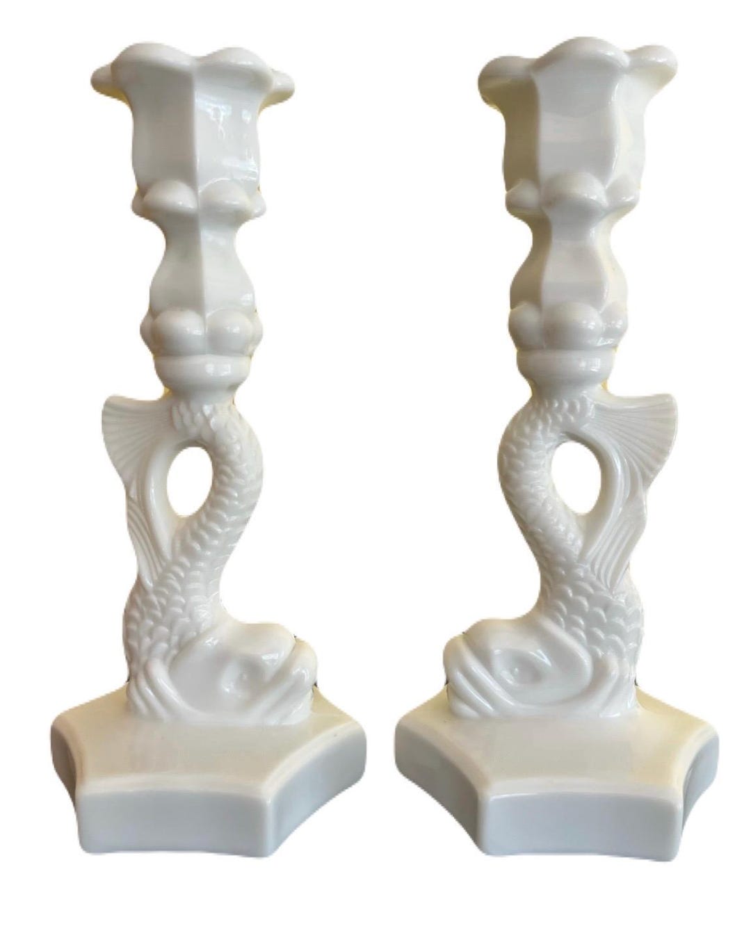 Vintage 1950’s Koi Fish Milk Glass Candle Holders - Etsy
