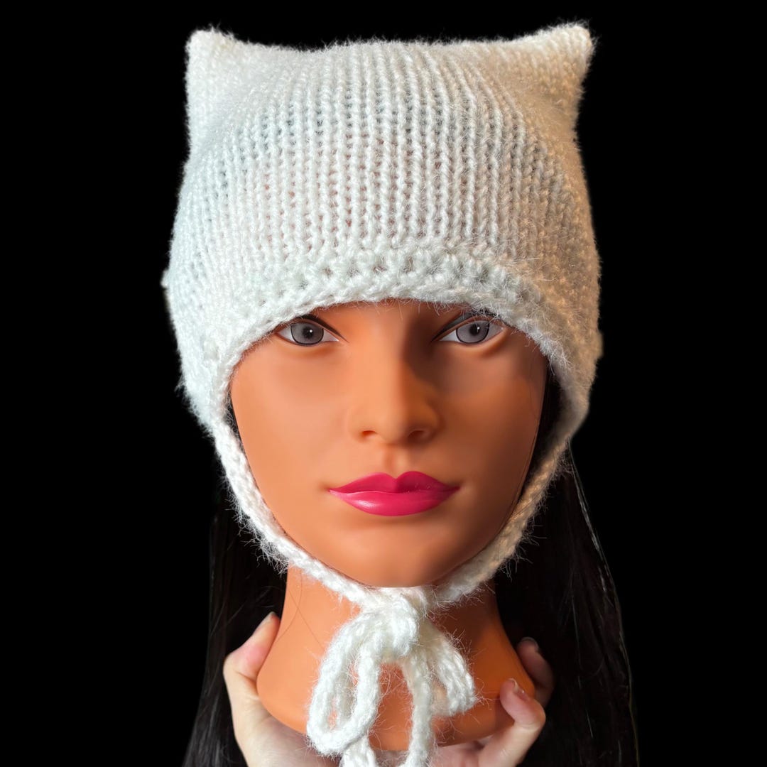 Handmade Finn Knit Cat Ears Bonnet / Hood / Balaclava - Etsy