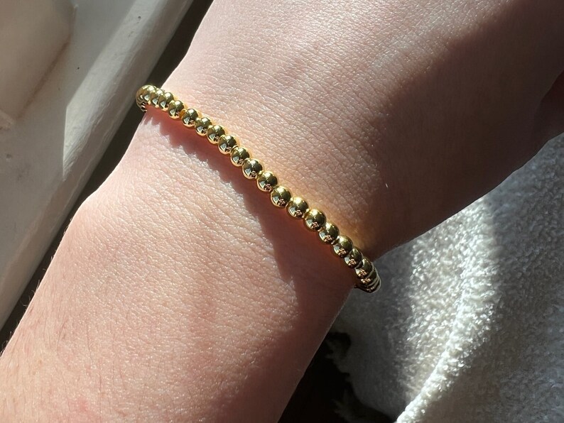 18K Gold Filled Beaded Bracelet, Silver Plated Beaded Bracelet, Gold Ball Beaded Bracelet ...
