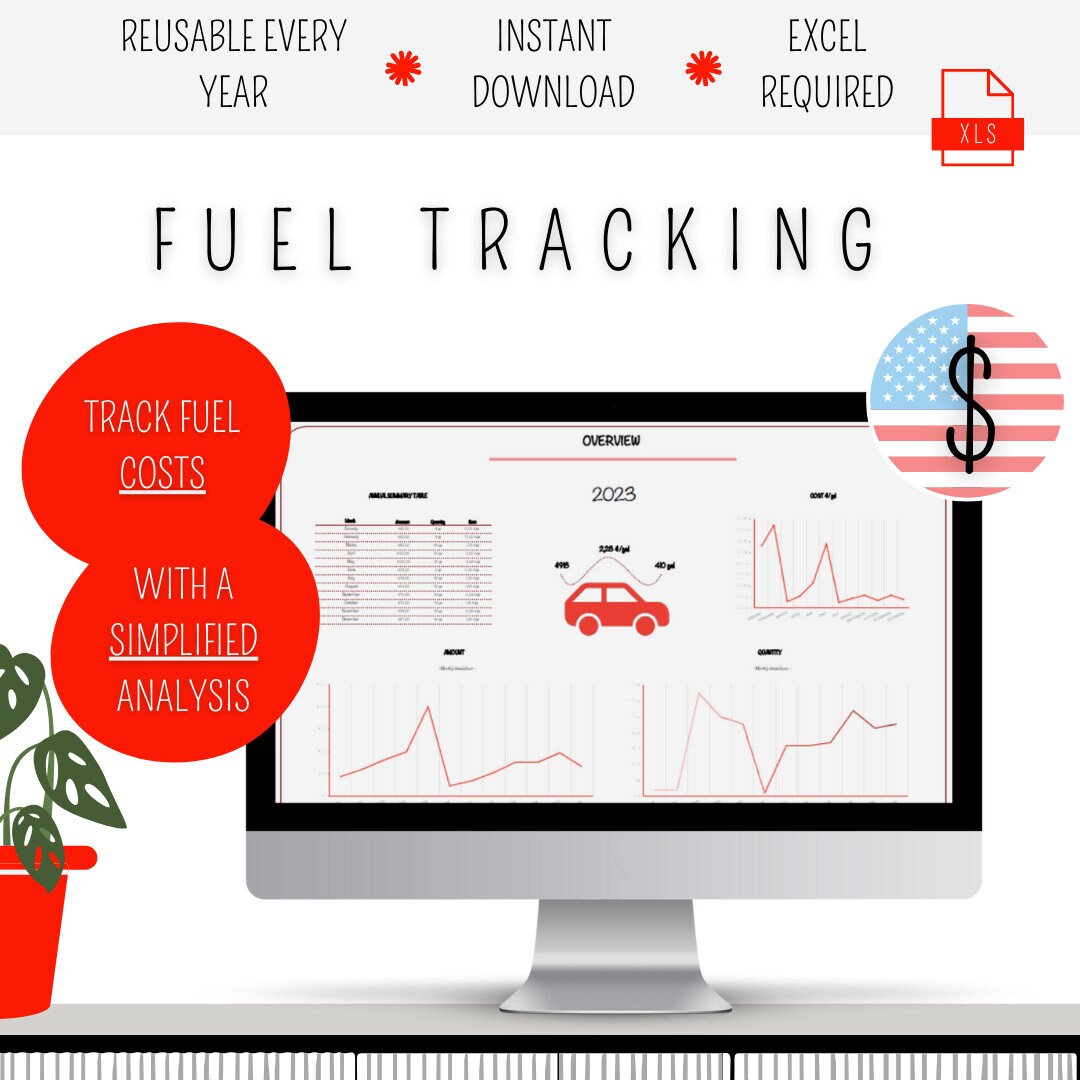 Excel Spreadsheet for Tracking Fuel Expenses/indicators Customizable ...