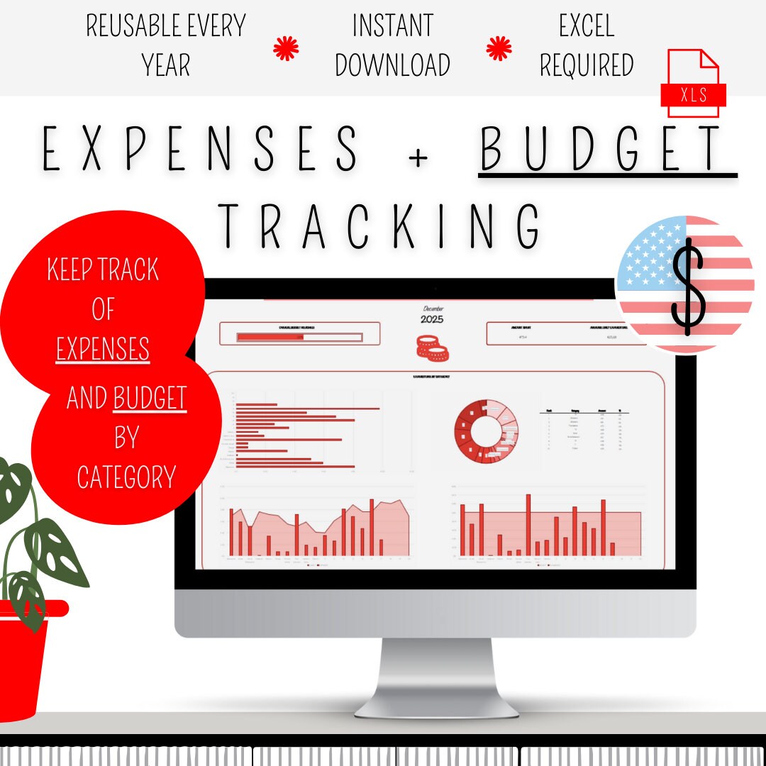 Excel Spreadsheet for Monthly Tracking of Expenses by Category With ...