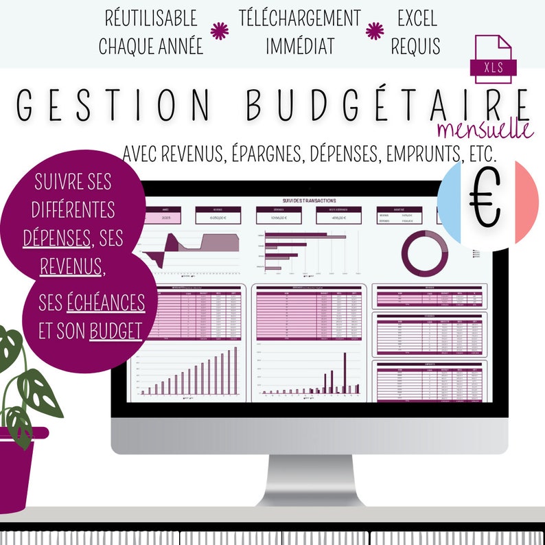 Excel Spreadsheet for Monthly Budget Management With Income, Expenses ...