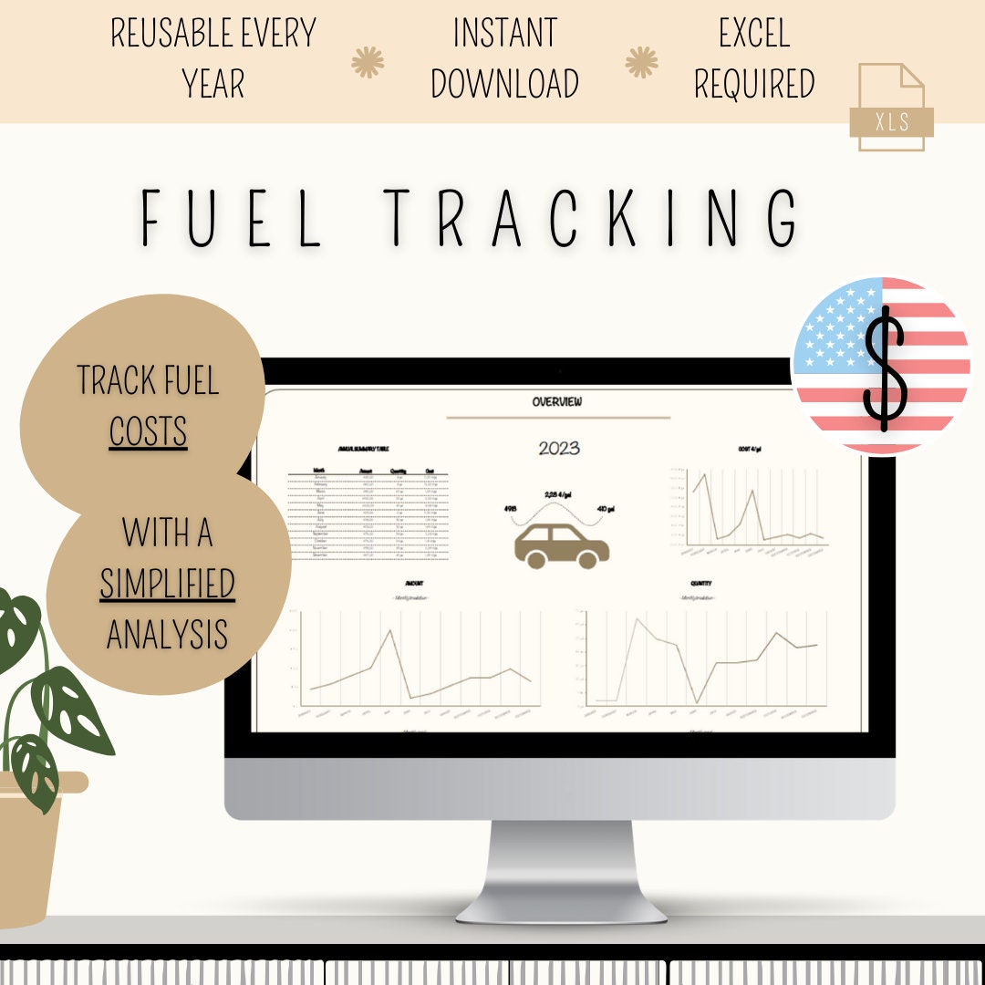 Excel Spreadsheet for Tracking Fuel Expenses/indicators Customizable ...
