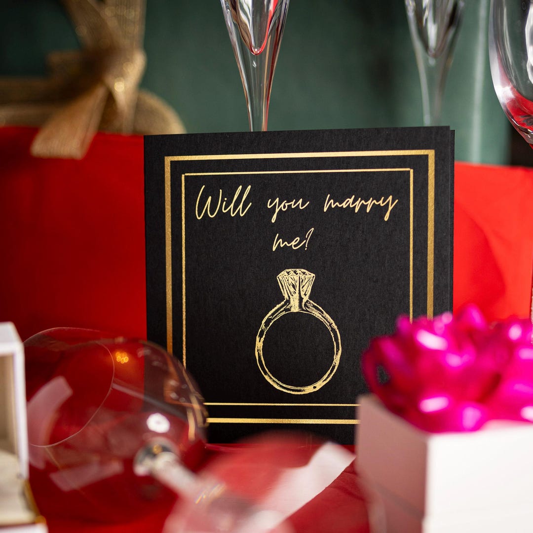 Will You Marry Me Card + Gold Metallic Pen | Luxury Foil Card - Etsy