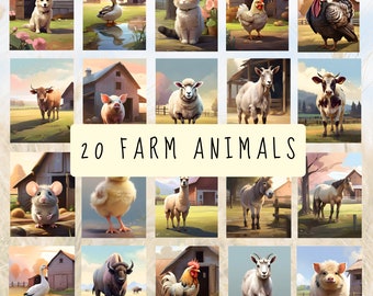 Farm Animal Flashcards Toddlers 20 Realistic Animals Educational ...
