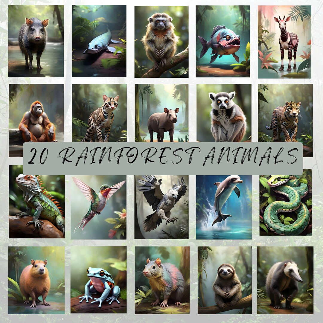RAINFOREST ANIMALS Montessori 3-part Cards Flashcards - Etsy