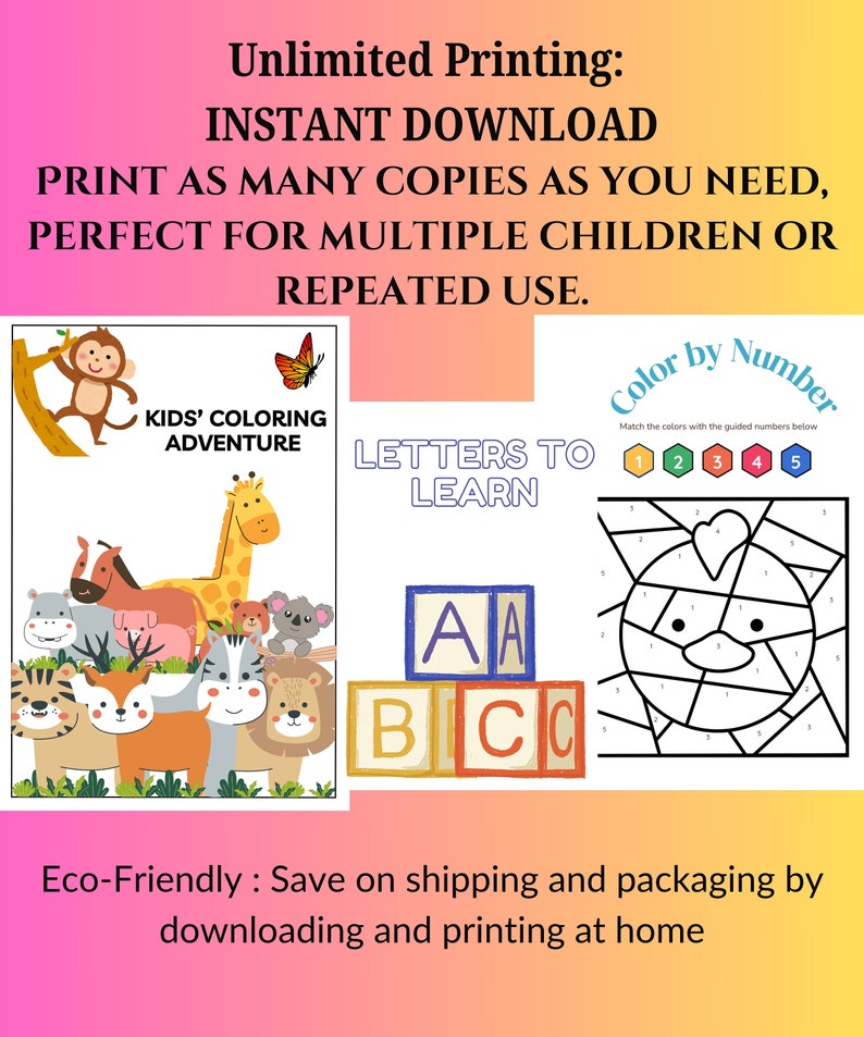 Animal Coloring Book Color by Number Toddlers, Preschoolers, Coloring ...