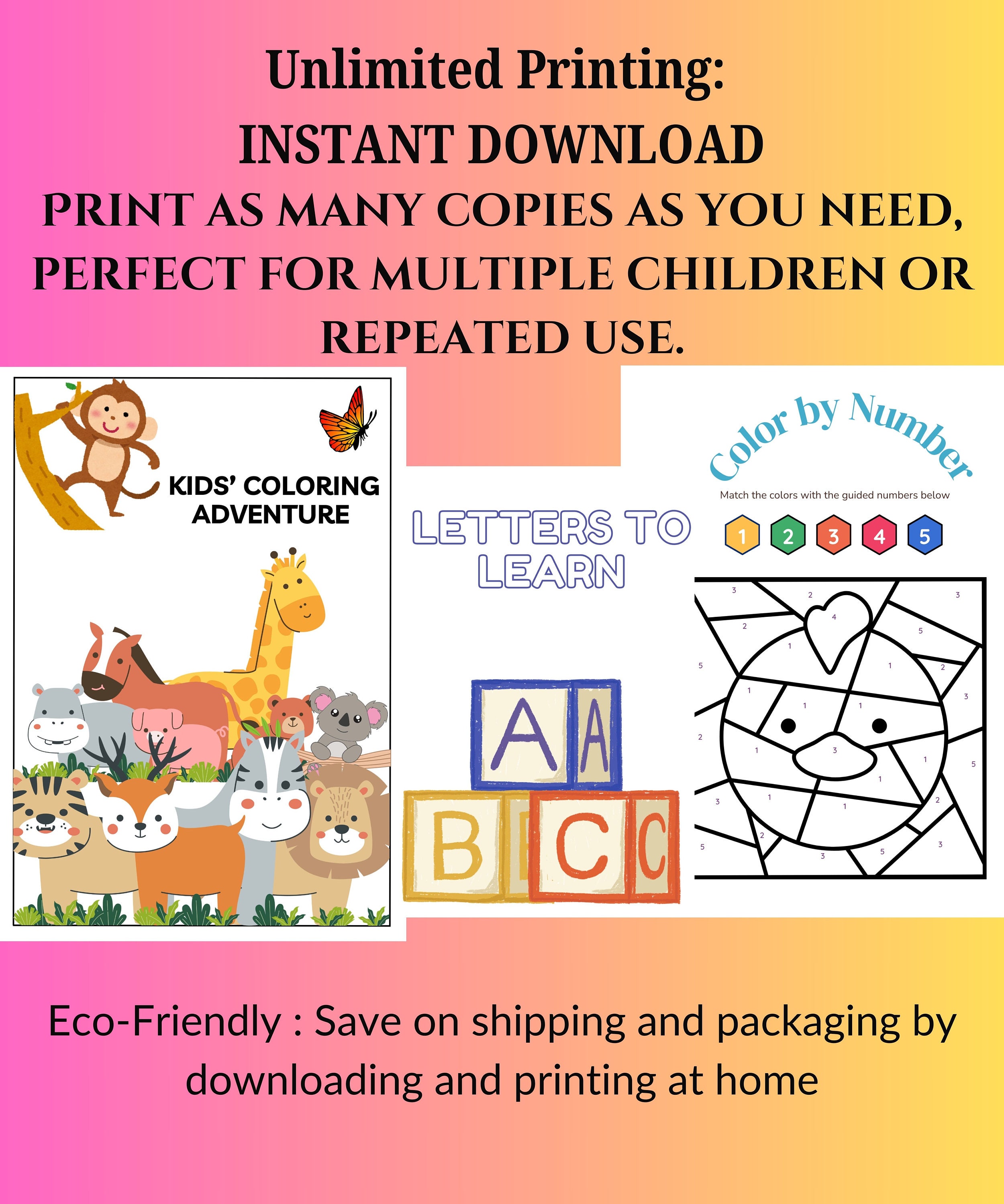 Animal Coloring Book Color by Number Toddlers, Preschoolers, Coloring ...