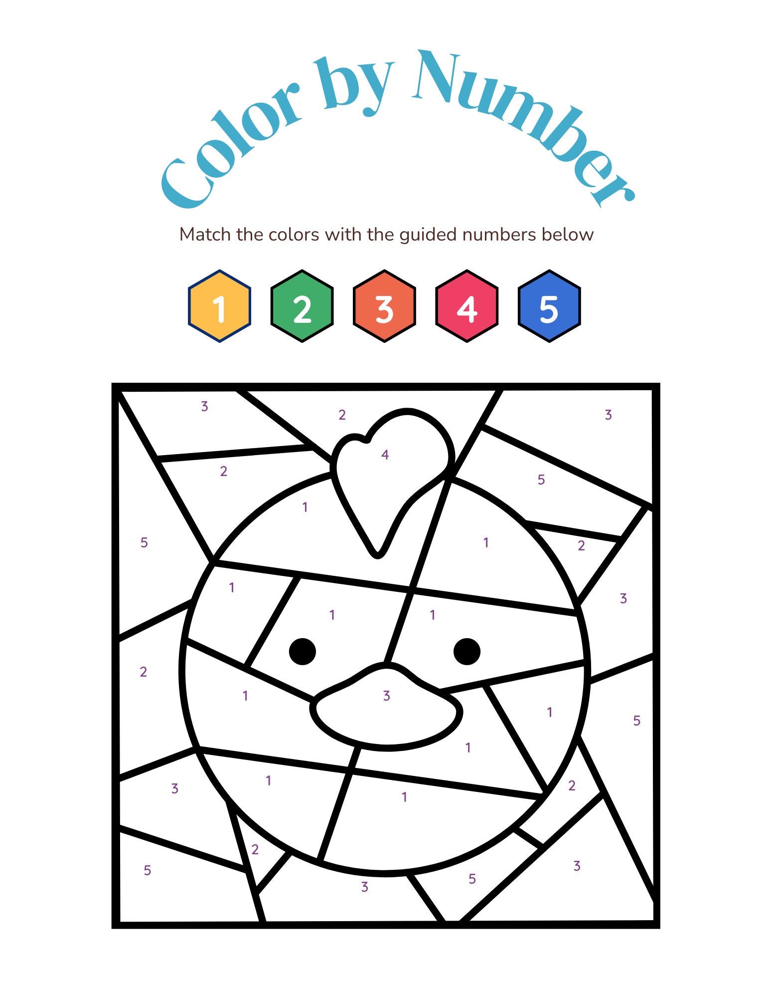 Animal Coloring Book Color by Number Toddlers, Preschoolers, Coloring ...