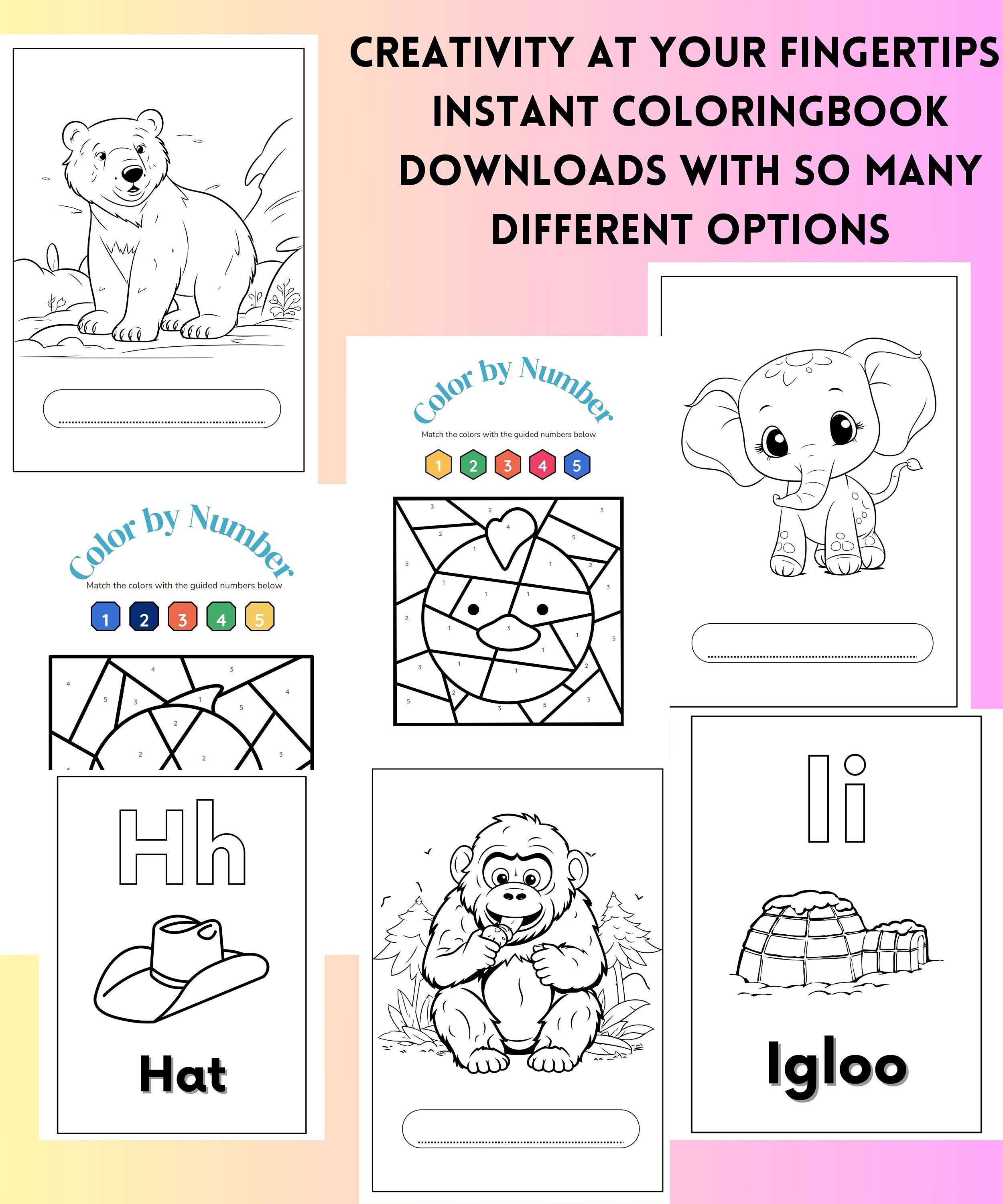 Animal Coloring Book Color by Number Toddlers, Preschoolers, Coloring ...