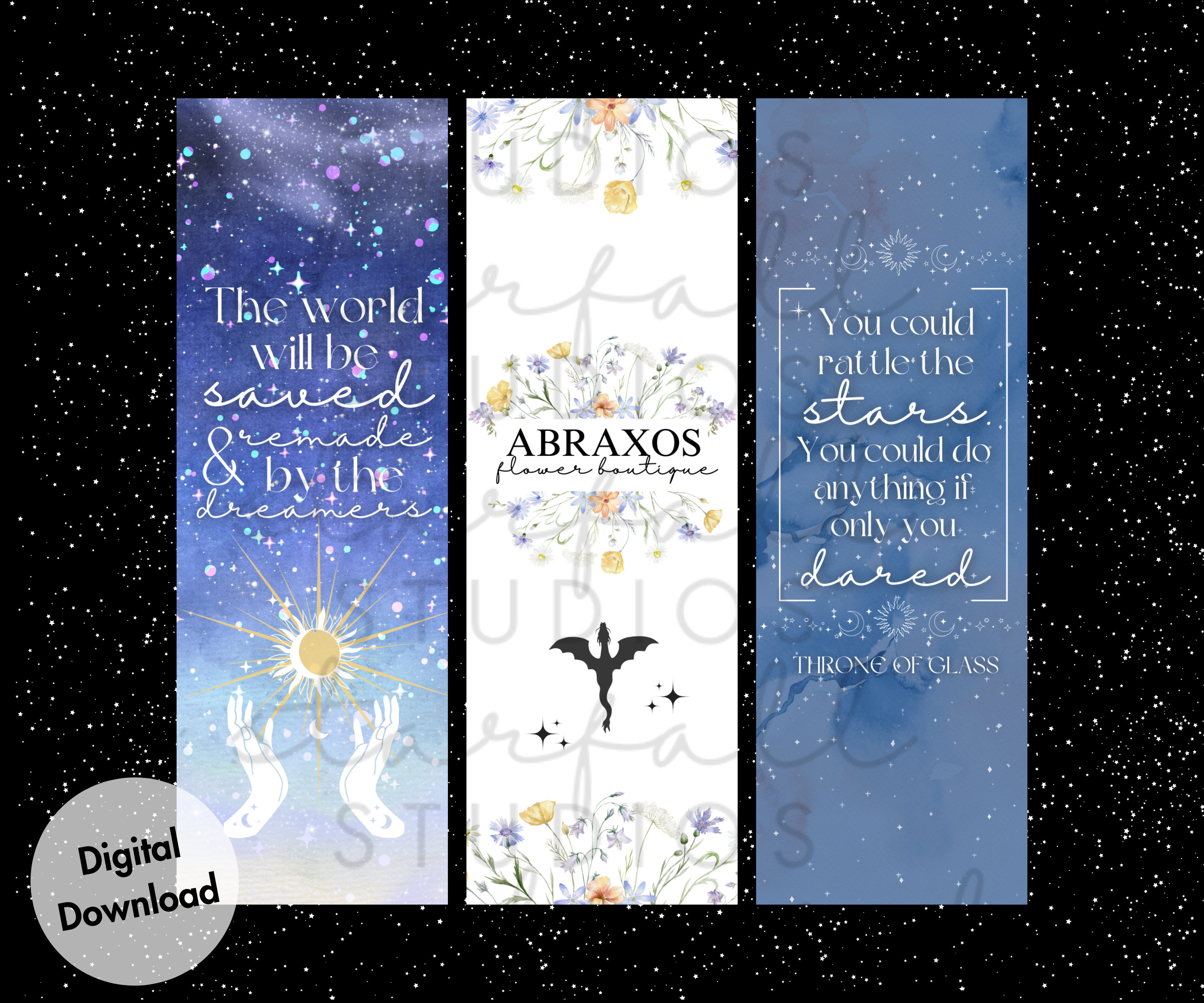 3pk Tog Throne of Glass Dreamers Digital Bookmark Bundle - Etsy