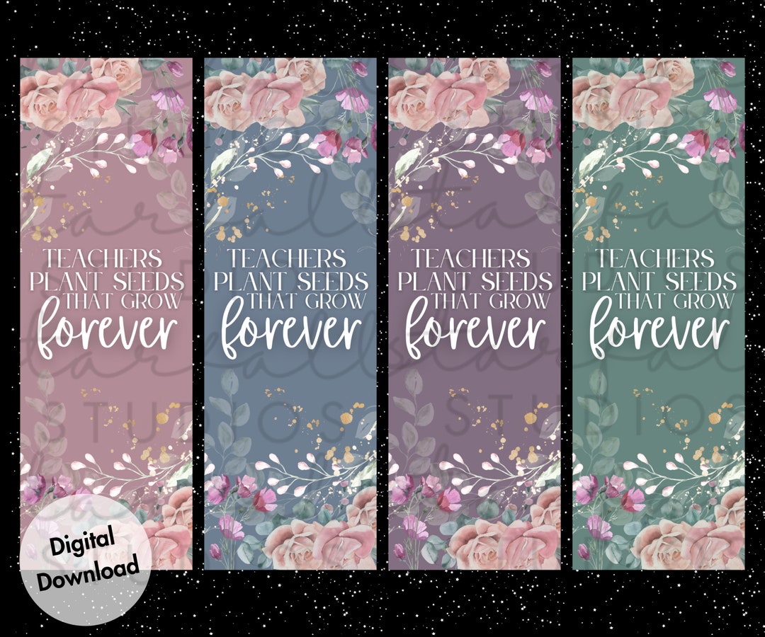 Floral Teacher Bookmark Set: Printable Gift (digital Download) - Etsy