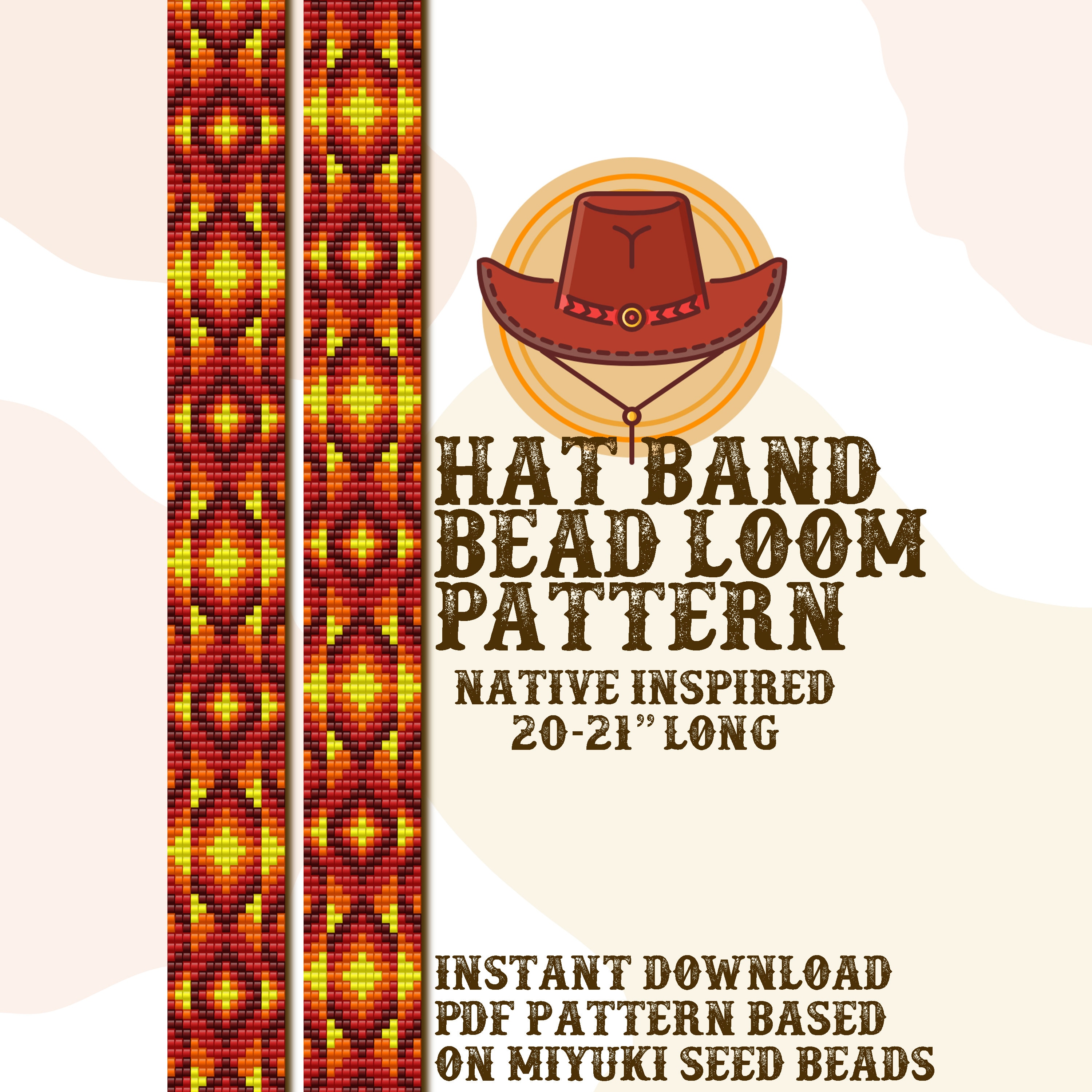 Hot Lava Hat Band Pattern - Hat Band Native Bead Loom Pattern - PDF ...