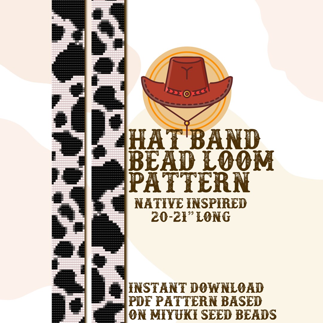 Cow Print Hat Band Pattern - Hat Band Native Bead Loom Pattern - PDF ...