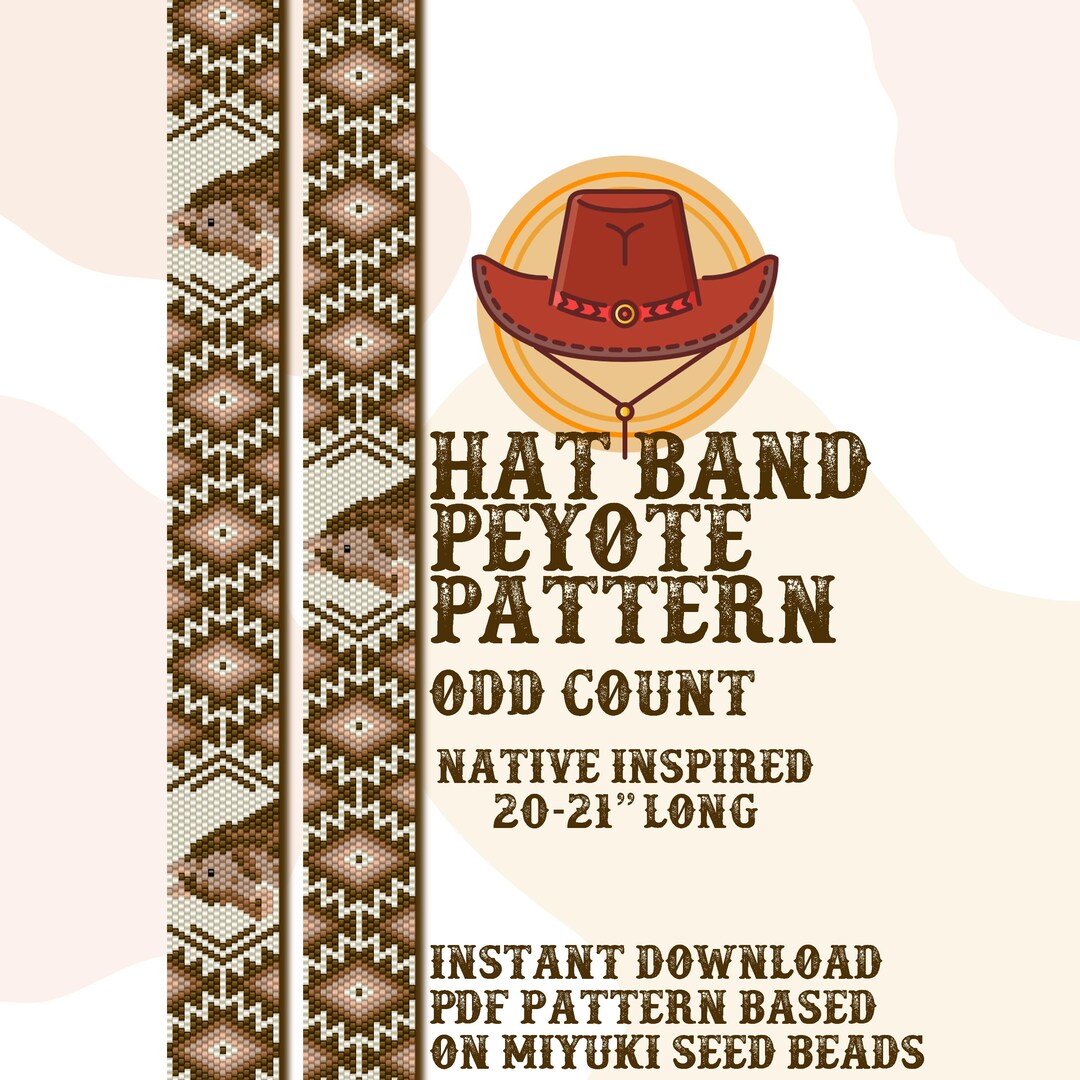 Wooden Brown Horse Hat Band Pattern - Hat Band Native Peyote Pattern ...